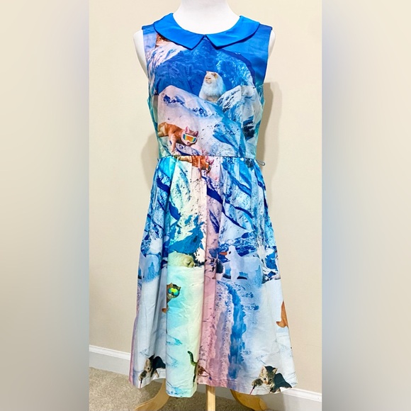 Modcloth | Dresses | Modcloth Whimsy Without End Ski Snow Cat Fit Flare ...